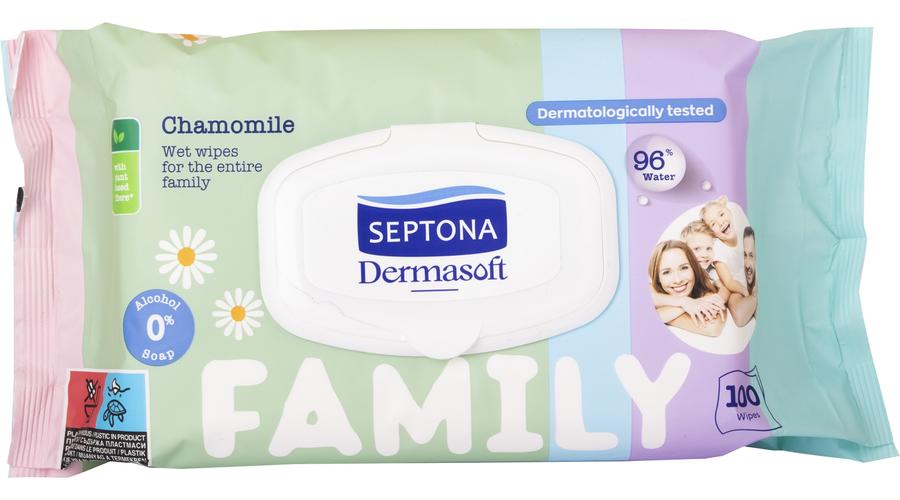 Septona family nedves törlőkendő 100 db kamilla - Popsitörlők
